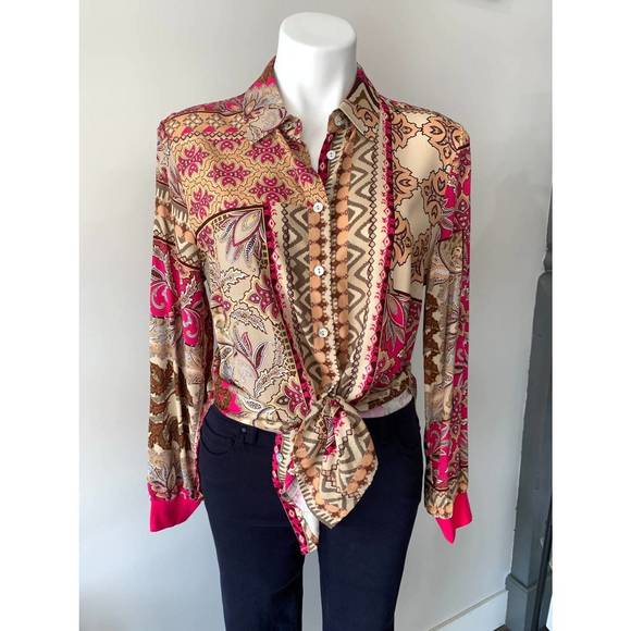 Renuar | Tops | New Renuar Mixed Print Blouse In Multi | Poshmark